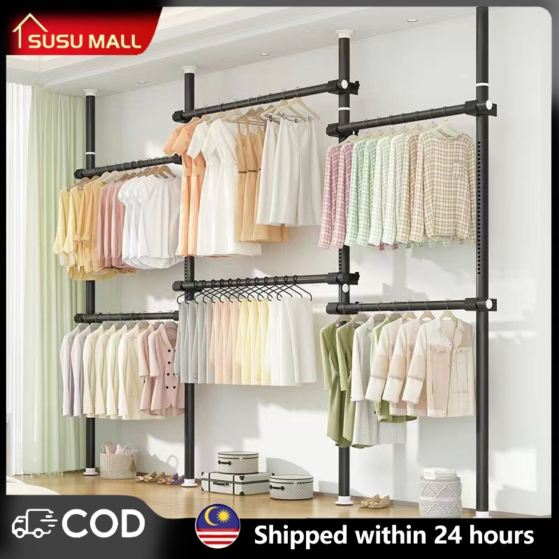 Floor-Standing Clothes Hangerfloor to ceiling telescopic clothing rack ...