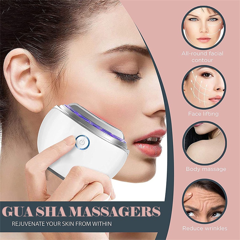 Electric Gua Sha LED Face Light Therapy Facial Slimmer Double Chin Remover Microcurrent Face ...