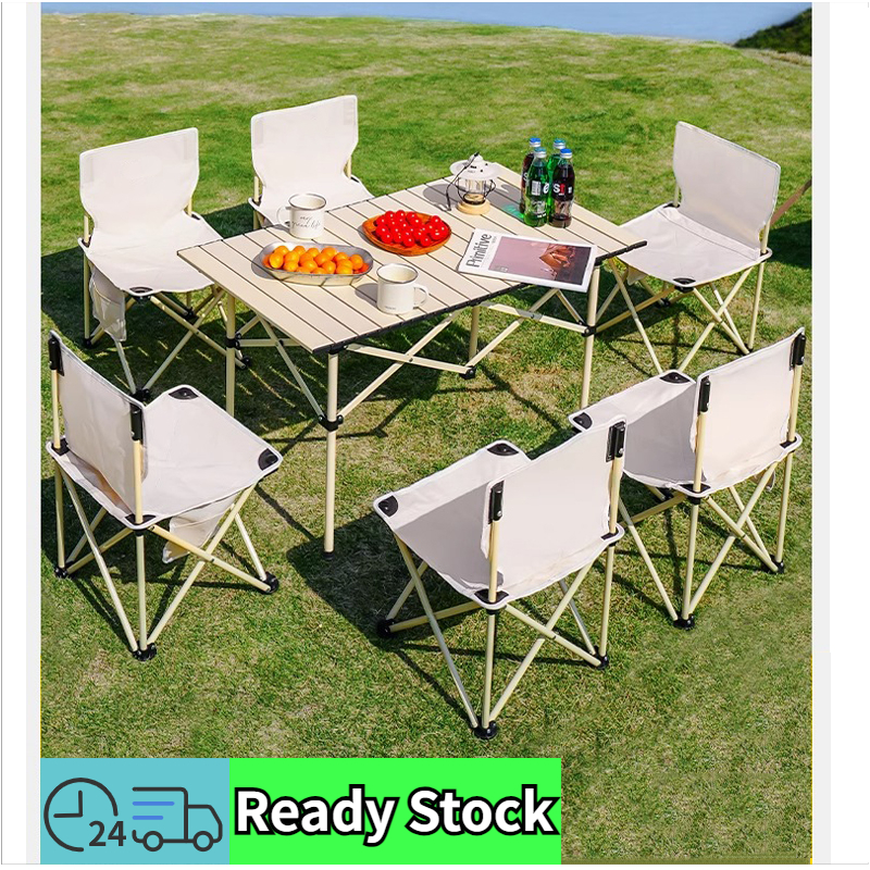 【Selangor】Folding Camping Table Chair meja camping meja lipat set BBQ ...