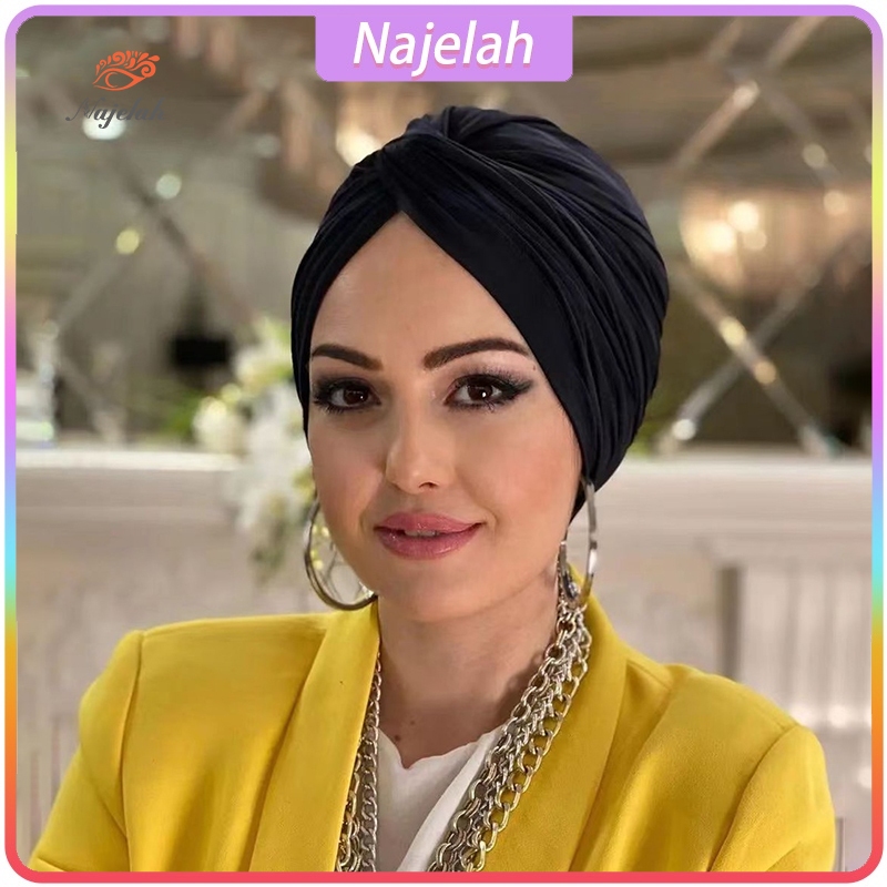【Malaysia stock】Instant Turban Women Adjustable Elastic Plain Scarf ...