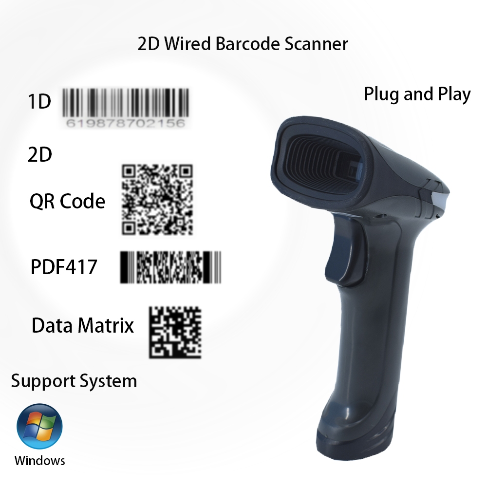 Hot Sales 2D QR Code USB Port Wired Bacode Scanner For Supermarket ...