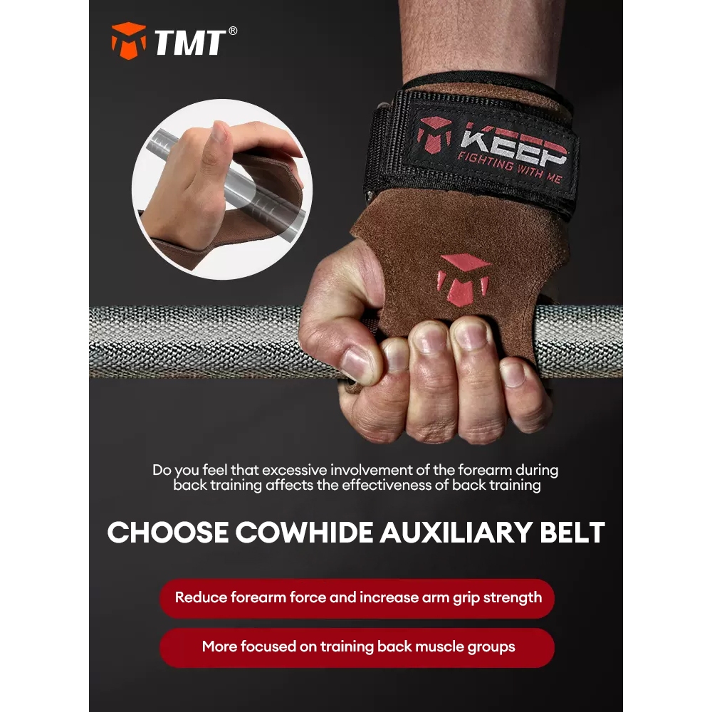TMT Power With Cowhide Fitness Gloves Pull-up Grip For Men And Women ...