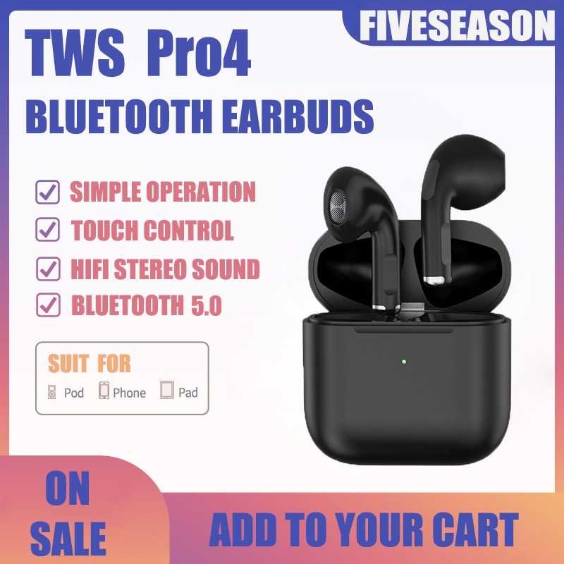 NEW TWS Pro 4 Wireless Earphones Bluetooth 5.0 Inpods Headphone for ...