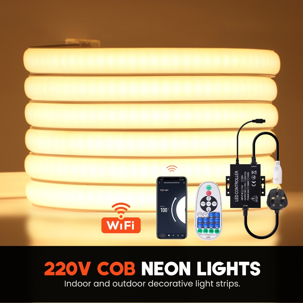Tuya WIFI Alexa APP Control AC 220V COB Neon Strip Waterproof ...