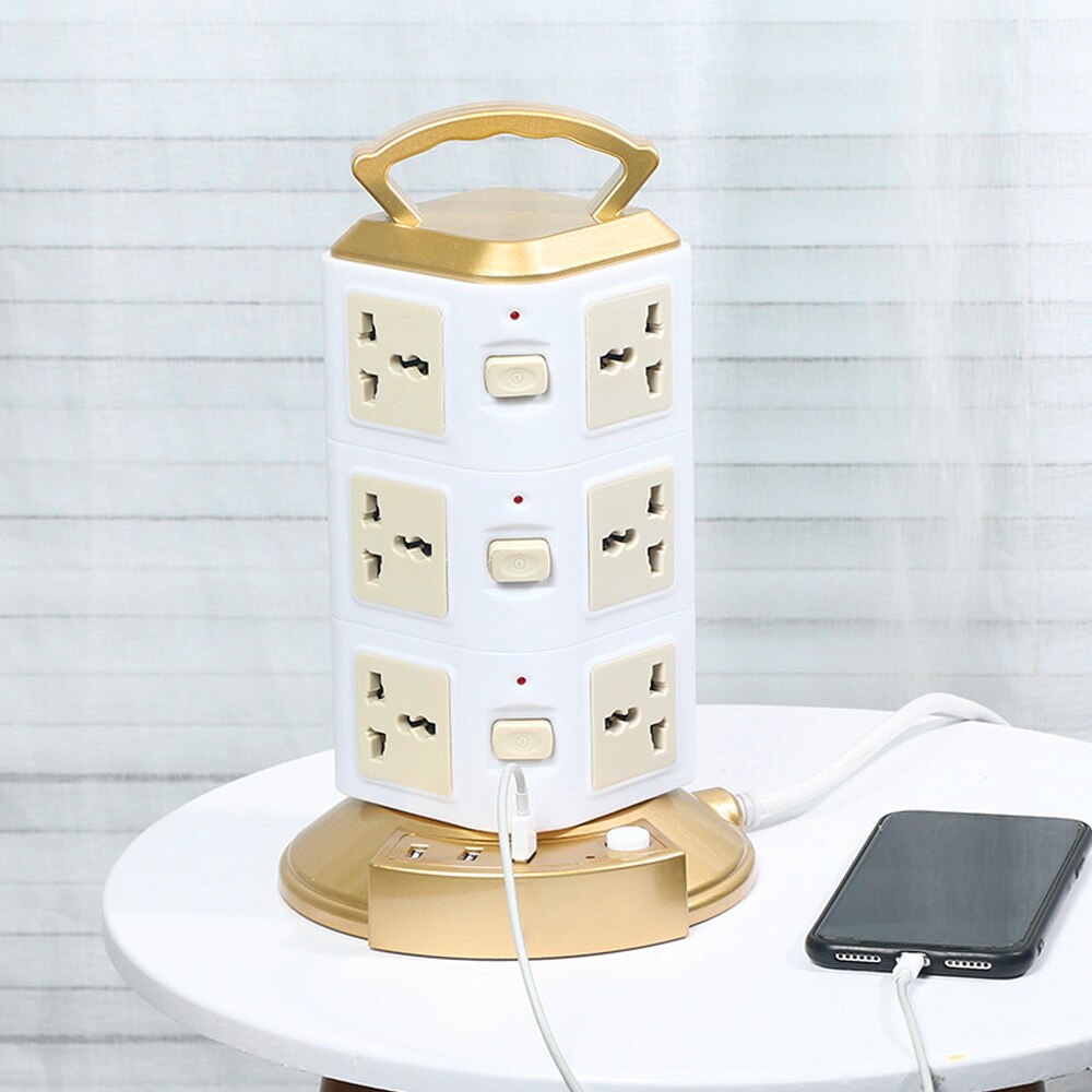 Vertical Tower 2 3 5 Layer Tower Multi Universal Socket Portable Trailing Socket 3x2 4a Usb