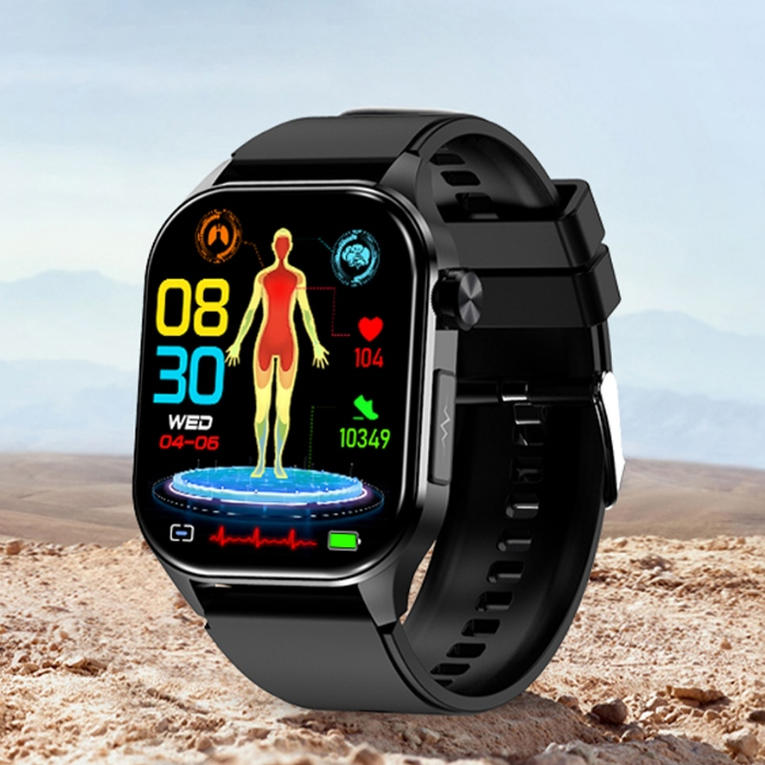ET580 Smart Watch ECG HRV Blood Sugar Body Temperature Monitor SOS BT ...