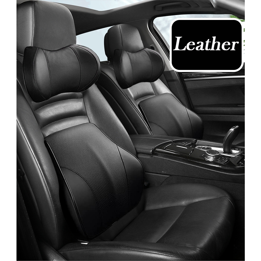 AOLA Leather Car Headrest Neck Rest Pillow Cushion Durable 100% Pure ...