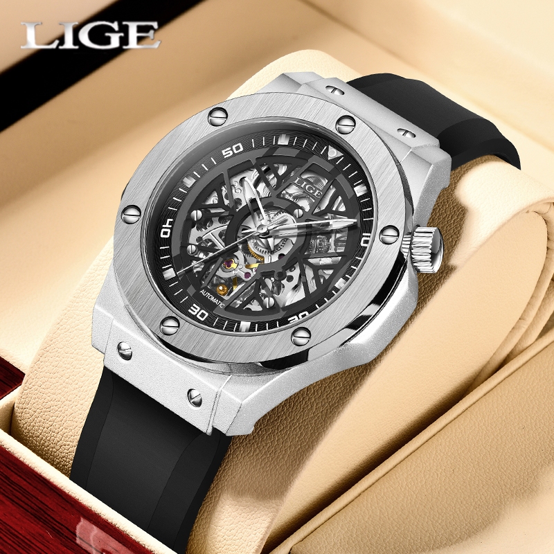 LIGE Luxury Luminous Waterproof Automatic Mechanical Men Watch | Shopee ...