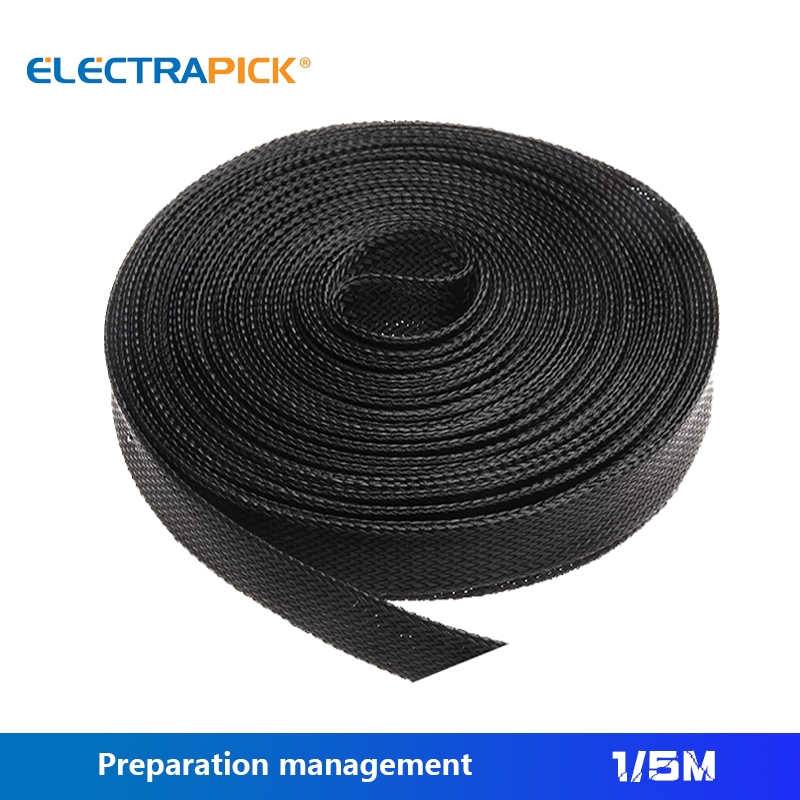 Electrapick Expandable Braided Nylon Mesh Pet Sleeve Cable - Black (5 ...
