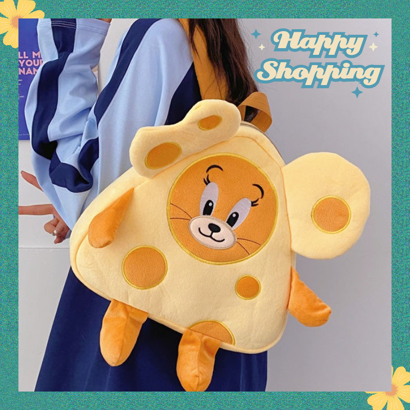 New Style Tom&Jerry Cheese Backpack Cute Cartoon Plush Backpack Funny ...