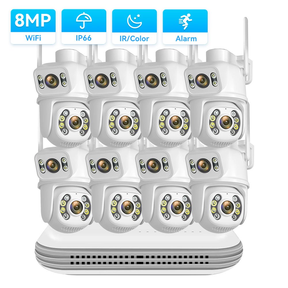 Hamrol 8CH 4K 8MP H.265 Dual Lens PTZ WIFI IP Security Camera WIFI NVR ...