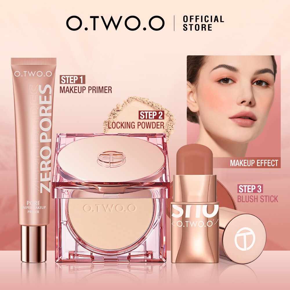 O.TWO.O 3Pcs/Set Primer + Blusher + Locking Powder | Shopee Malaysia