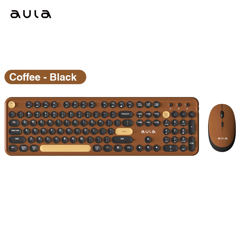 AULA AC306 Wireless Keyboard Set Membrane Keyboard USB Receiver Plug ...