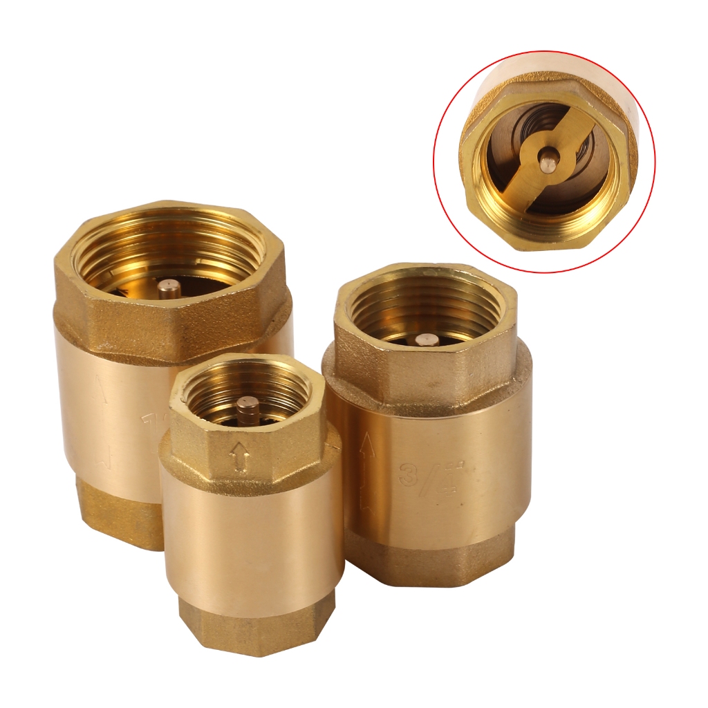 Brass In-Line Spring Check Valve 1/2” 3/4”1” Female Thread One-Way Anti ...