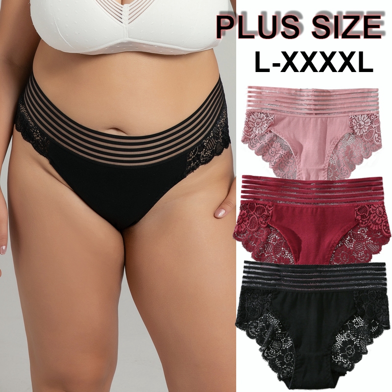 AMVI Panty Plus Size for Women Floral Lace Panties Underwear Transparent Sexy Lingerie Seamless ...