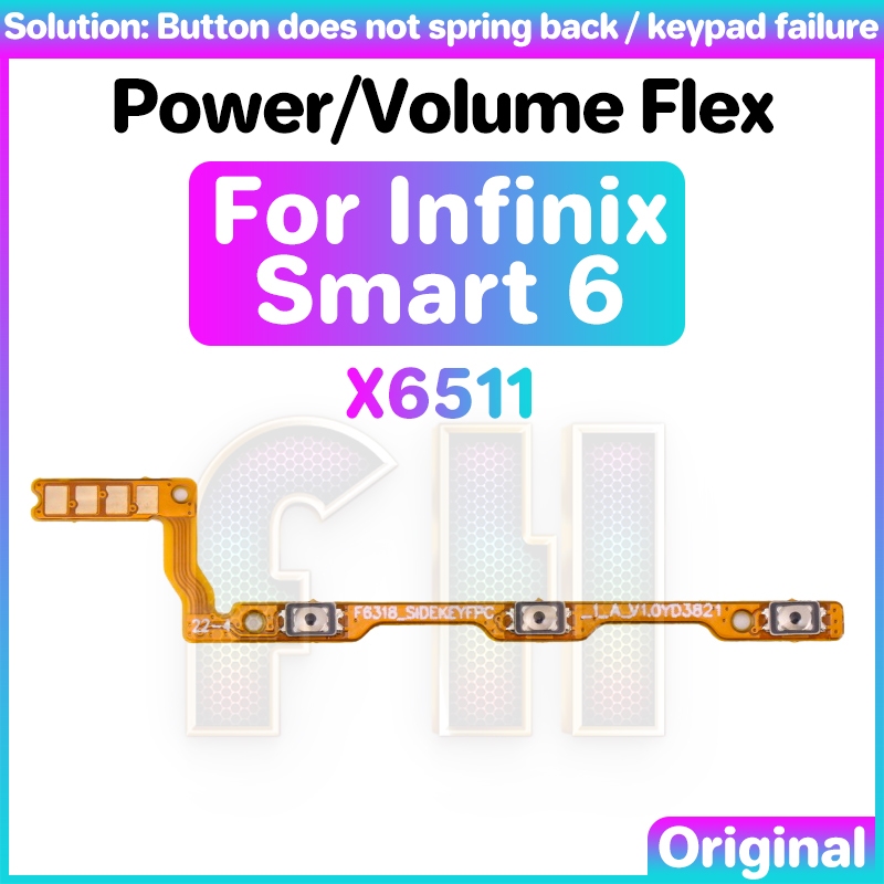 Power Volume button flex For Infinix smart 6 X6511 Switch ON OFF Key Mute Button Ribbon Flex ...