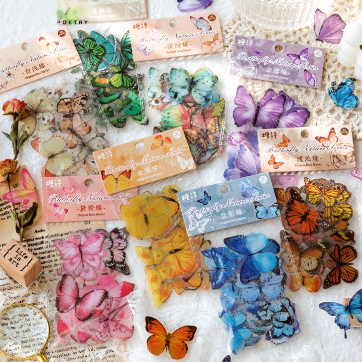 40pcs/set Butterfly Stickers Decorative DIY Art Collage Craft ...