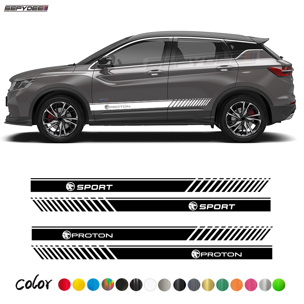 [Ready Stock] 2Pcs Car Body Door Side Stripes Skirt Stickers Logo ...
