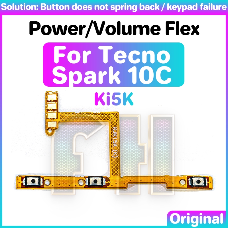 Power Volume button flex For Tecno Spark 10C KI5K Switch ON OFF Key Mute Button Ribbon Flex ...