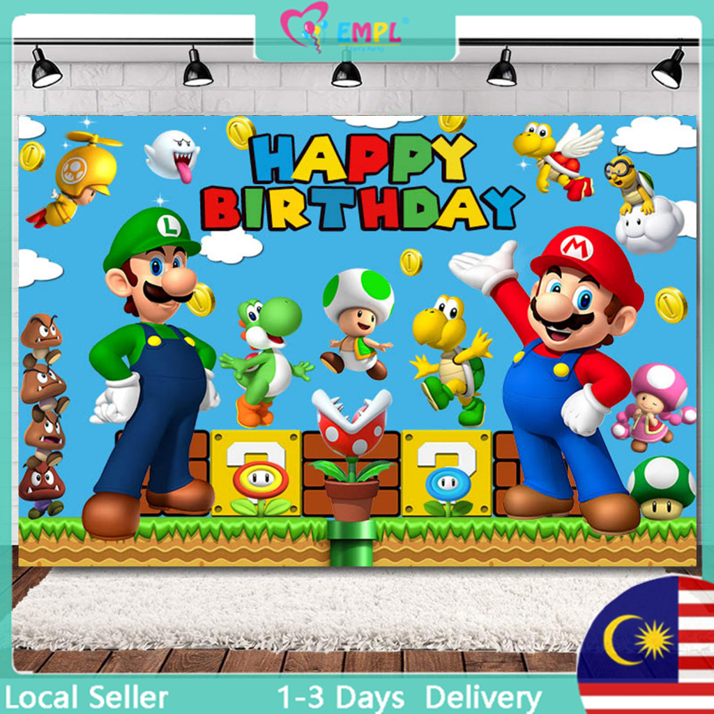 YX Mario Theme Background Cloth 125X83cm Girls' Birthday Party ...