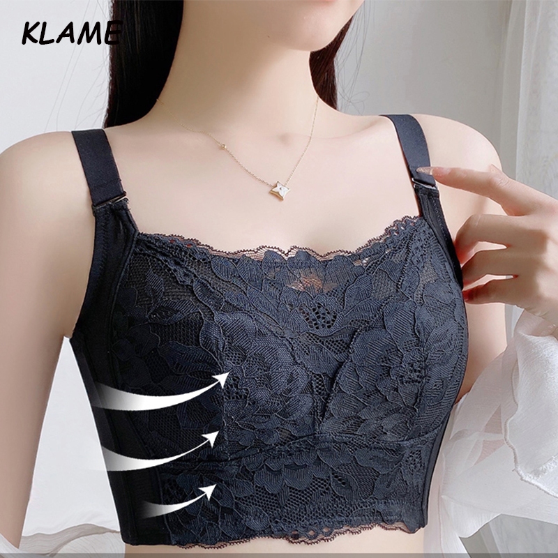 KLAME Thin Wireless Anti-Sagging Six-Breasted B/C/D/E/F Plus Size Bra KLM878 | Shopee Malaysia