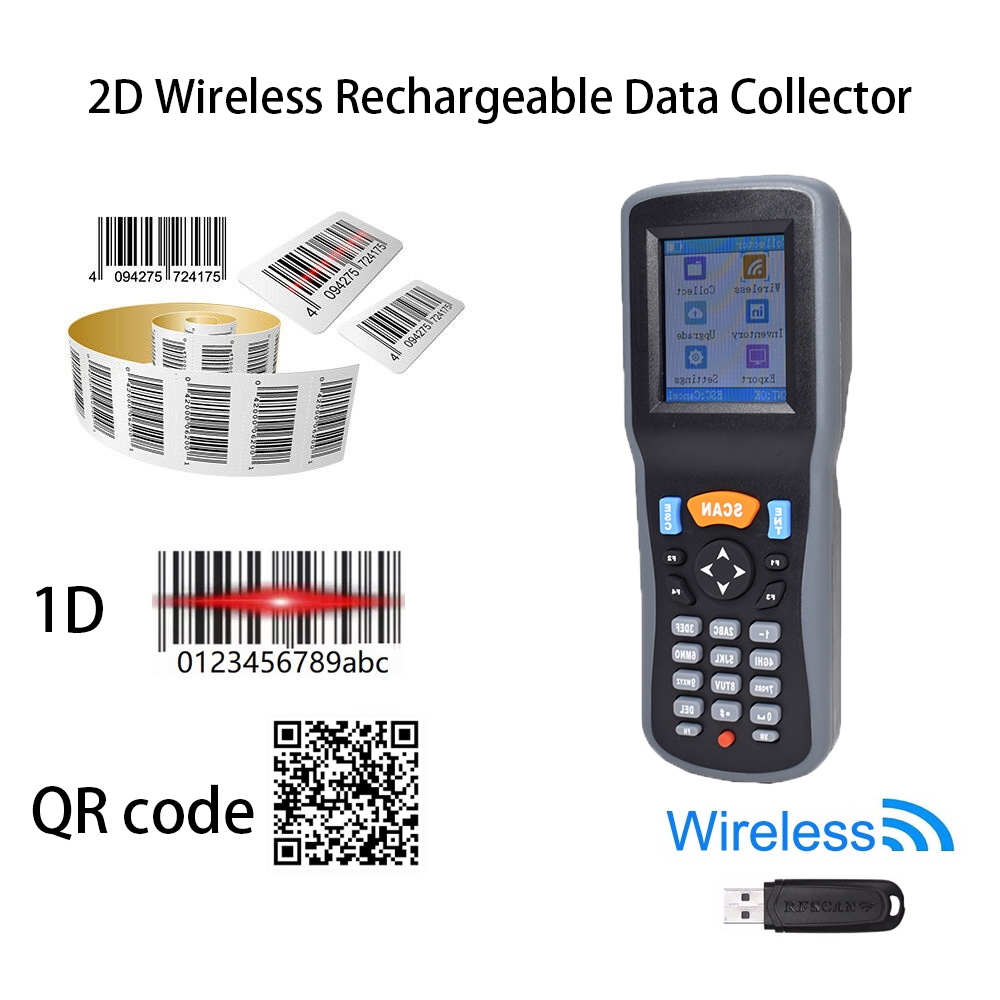 2.2inch Display Wireless QR Code 2D Data collector for Warehouse ...