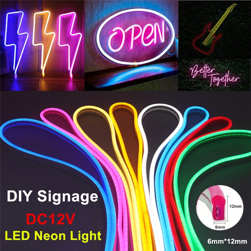 6X12mm LED Neon Flexible Strip Light 12V for DIY Signage (12 colors for ...
