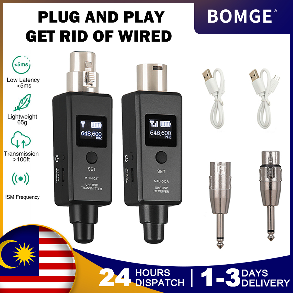 2.4GHZ Wireless Guitar Microphone System XLR Receiver and Transmitter for For dynamic mic, audio ...