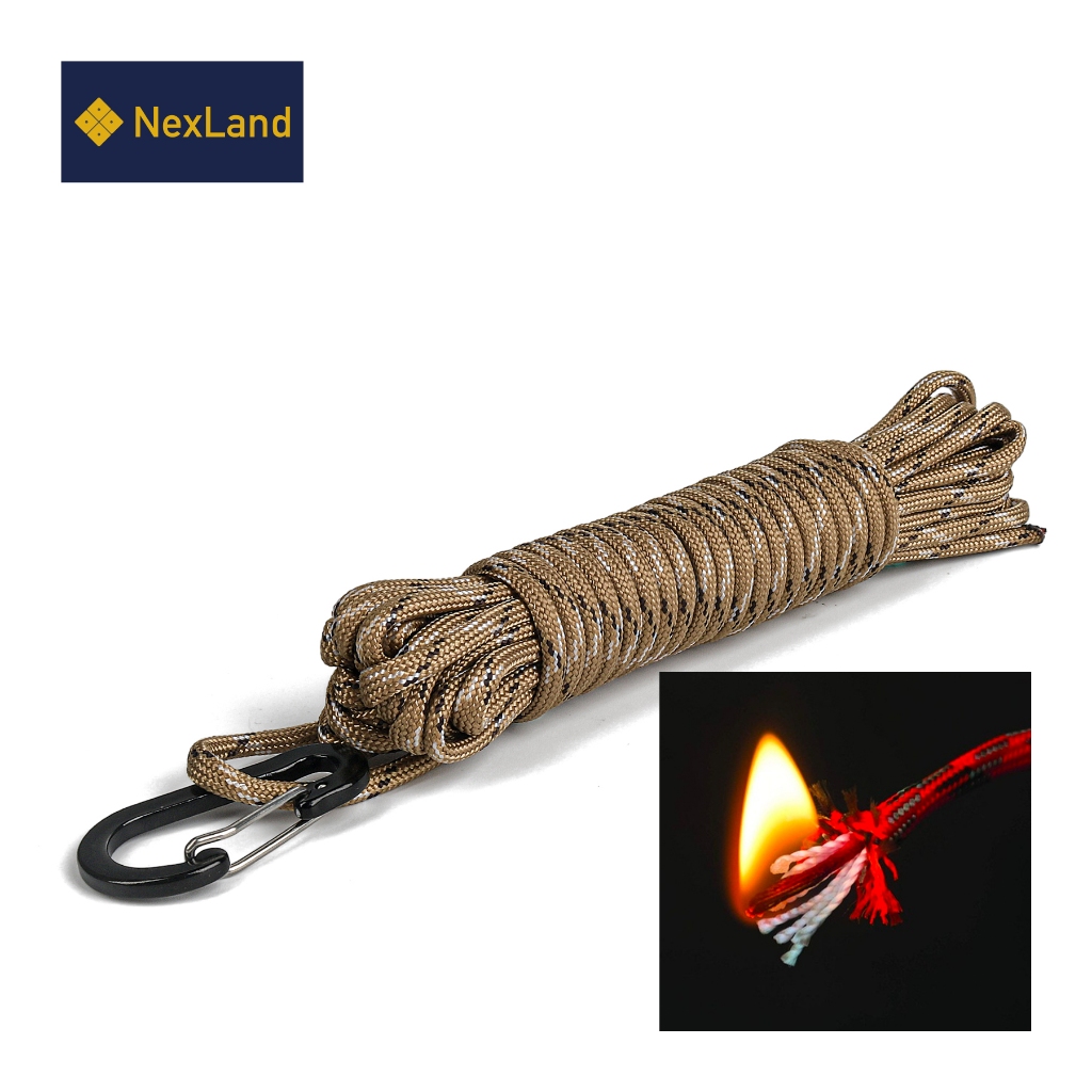 4mm / Fire Paracord with Carabiner 550 Backup Rope Firecord Fire ...
