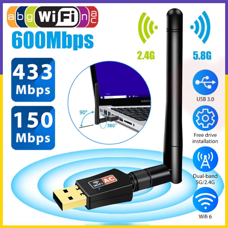 【Fast Ship】2.4G/5G Dual Band Wireless 600Mbps USB WiFi Router Adapter Receiver Network LAN Card ...