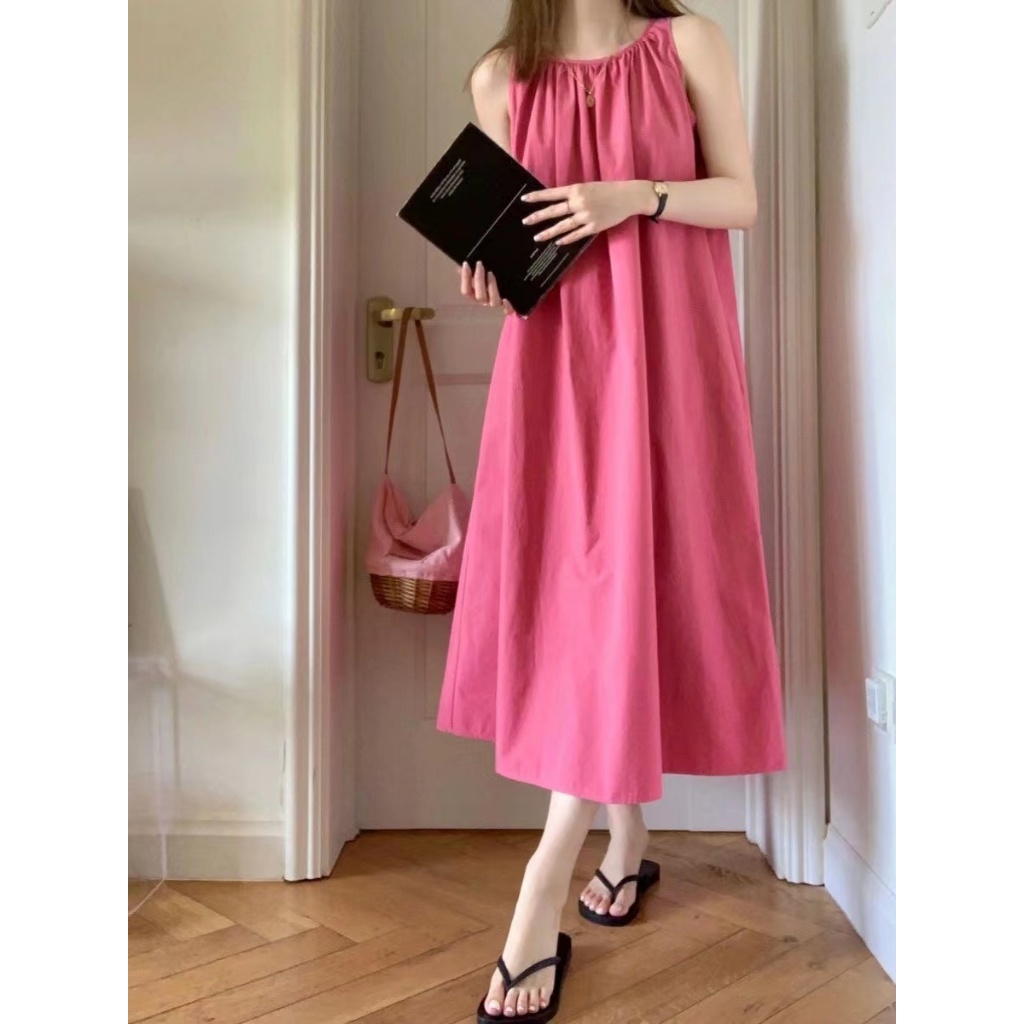 Korean Style Women Plain Round Neck Oversized Sleeveless Maxi Long ...