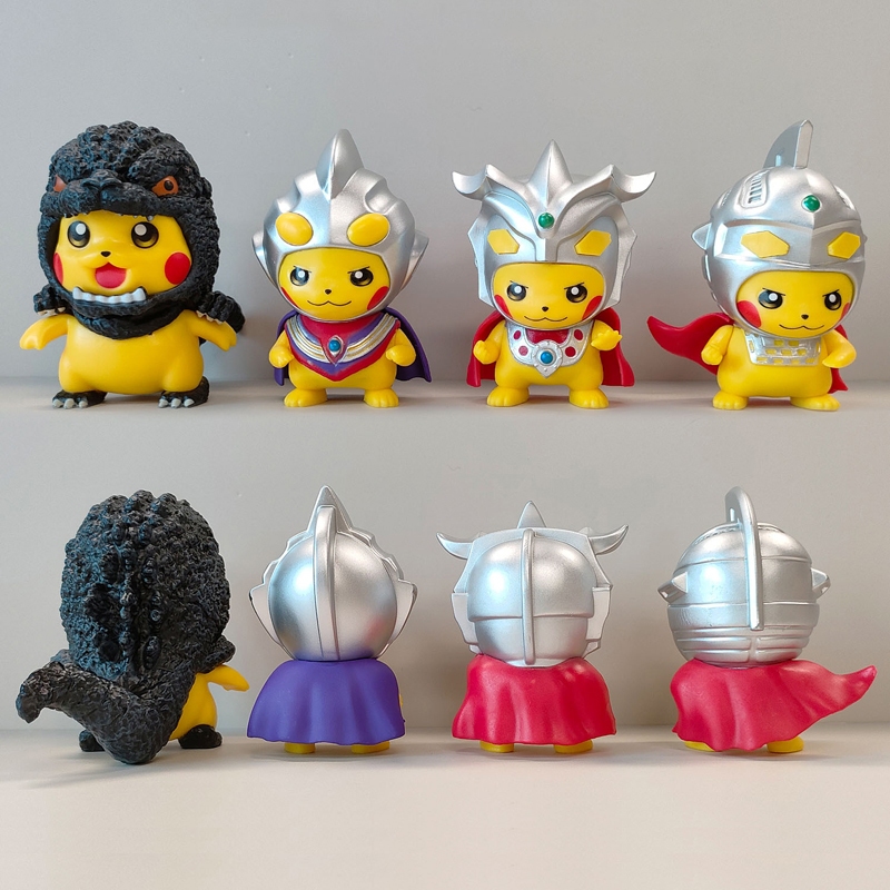 4Pcs/Set 9-10cm Anime Pokemon Pikachu Cosplay Ultraman Zero Leo Tiga ...