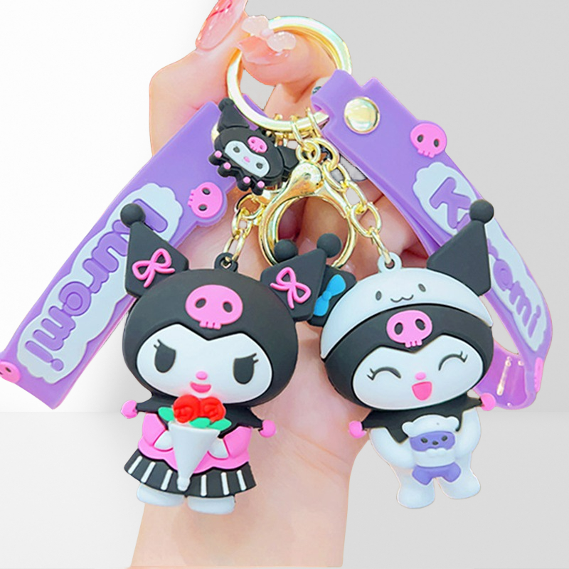 Cartoon Sanrio Kuromi Keychain Couple Bag Key Chain Ring Doll Small ...