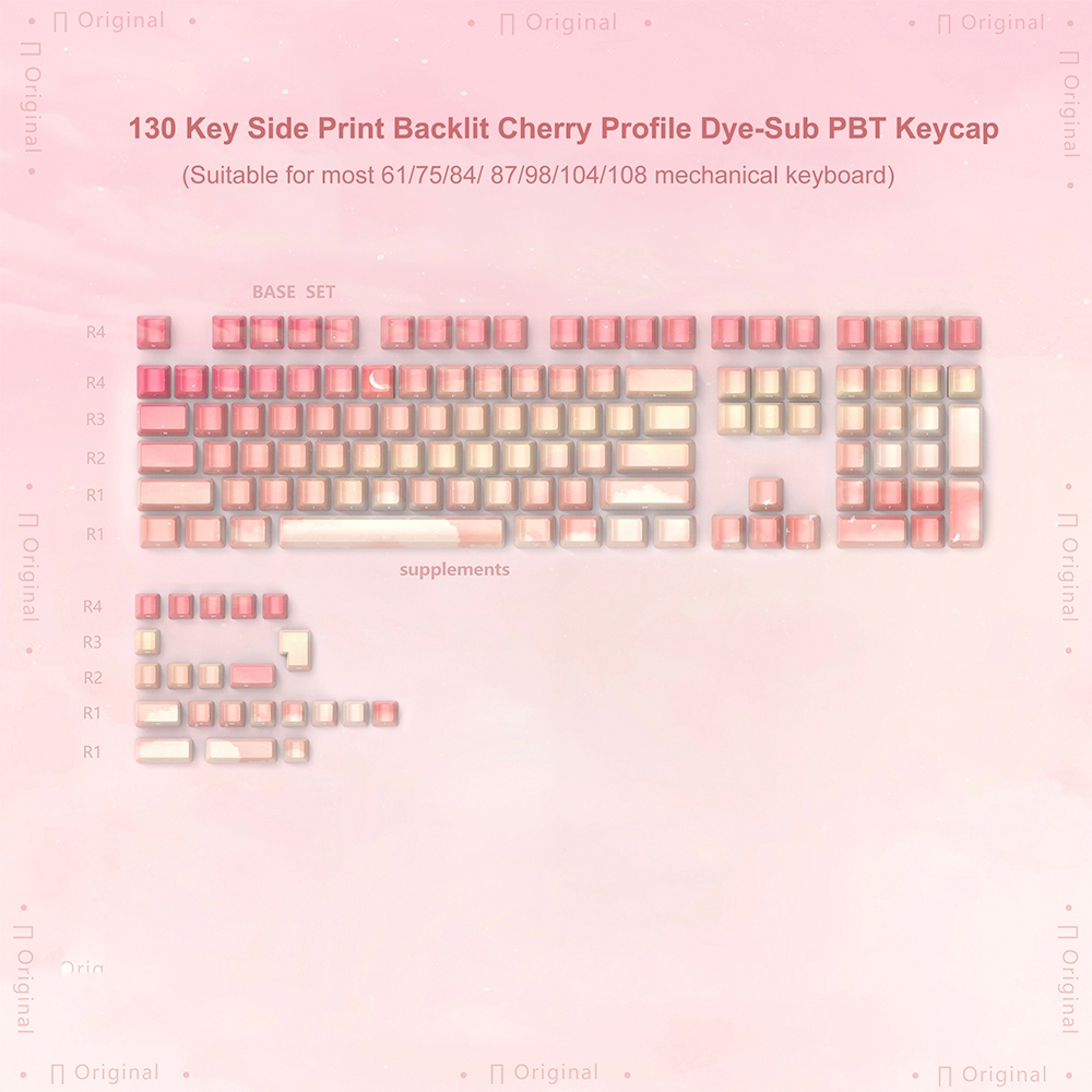WOMIER 130 Keys Blue Lake Side Print PBT Keycap Backlit RGB Cherry ...