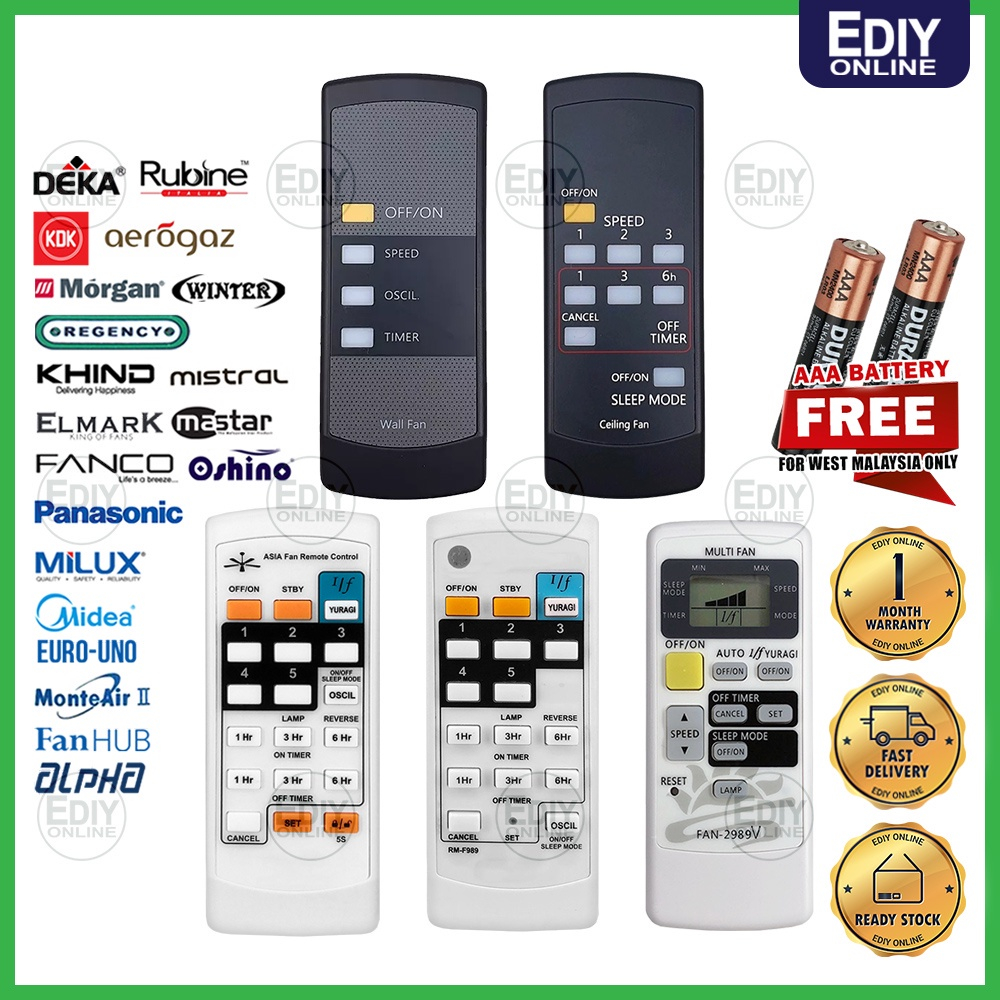Universal Fan F2405 Remote Contro Deka KDK Ceiling FAN WALL CEILING RM-F989 RM-F900MKII Remot ...