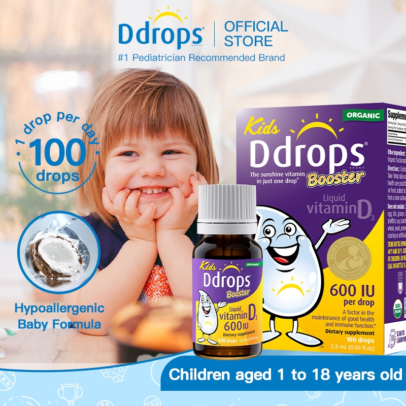 Ddrops Kids Booster 600 IU Daily Liquid Vitamin D3 Supplement (100 Drops/2.8 ml) | Shopee Malaysia
