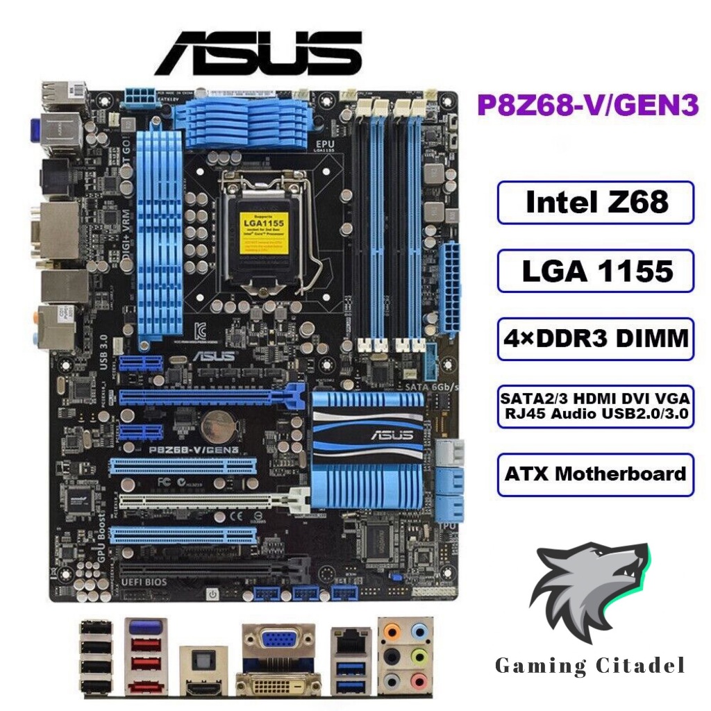 ASUS P8Z68-V/GEN3 Motherboard ATX Intel Z68 LGA1155 DDR3 32GB SATA2/3 ...