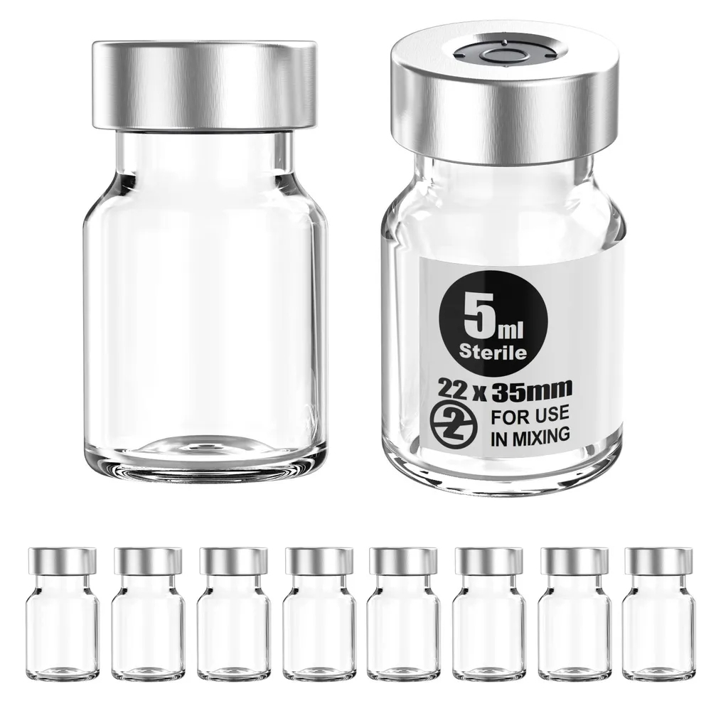 Sterile Empty Vials Silver Aluminum Cap with Butyl Rubber Stopper,5ml ...