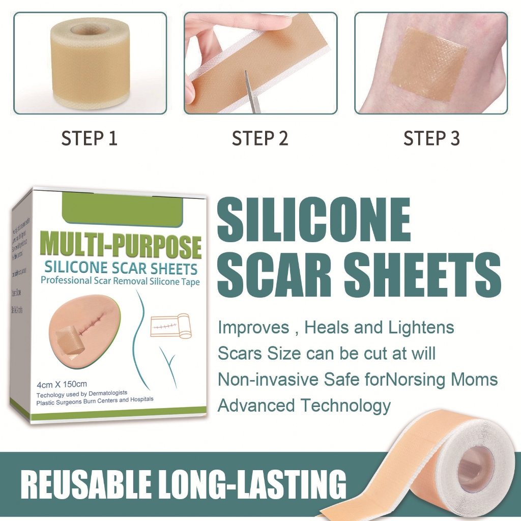 LLKQQ Silicone Gel Strips Patch Silicone Scar Sheets Reusable Silicone ...