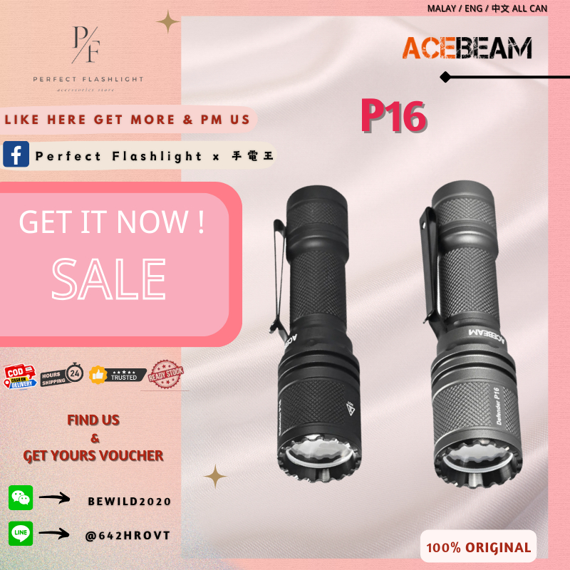 Perfect Flashlight Acebeam Defender P16 Tactical Light Grey | Shopee Malaysia
