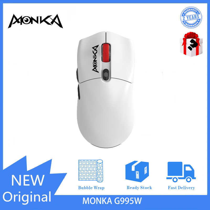 MONKA G995W Wireless Game Mouse Three Mode PAW3395 Lightweight Long ...