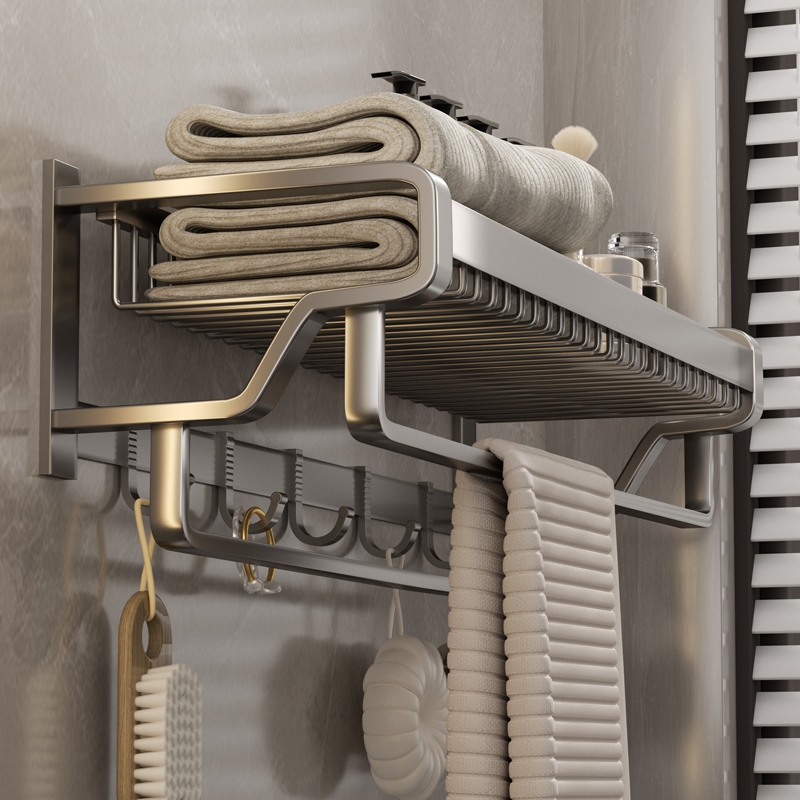 KAKUGU Gun gray net basket bath towel rack, bathroom space aluminum ...
