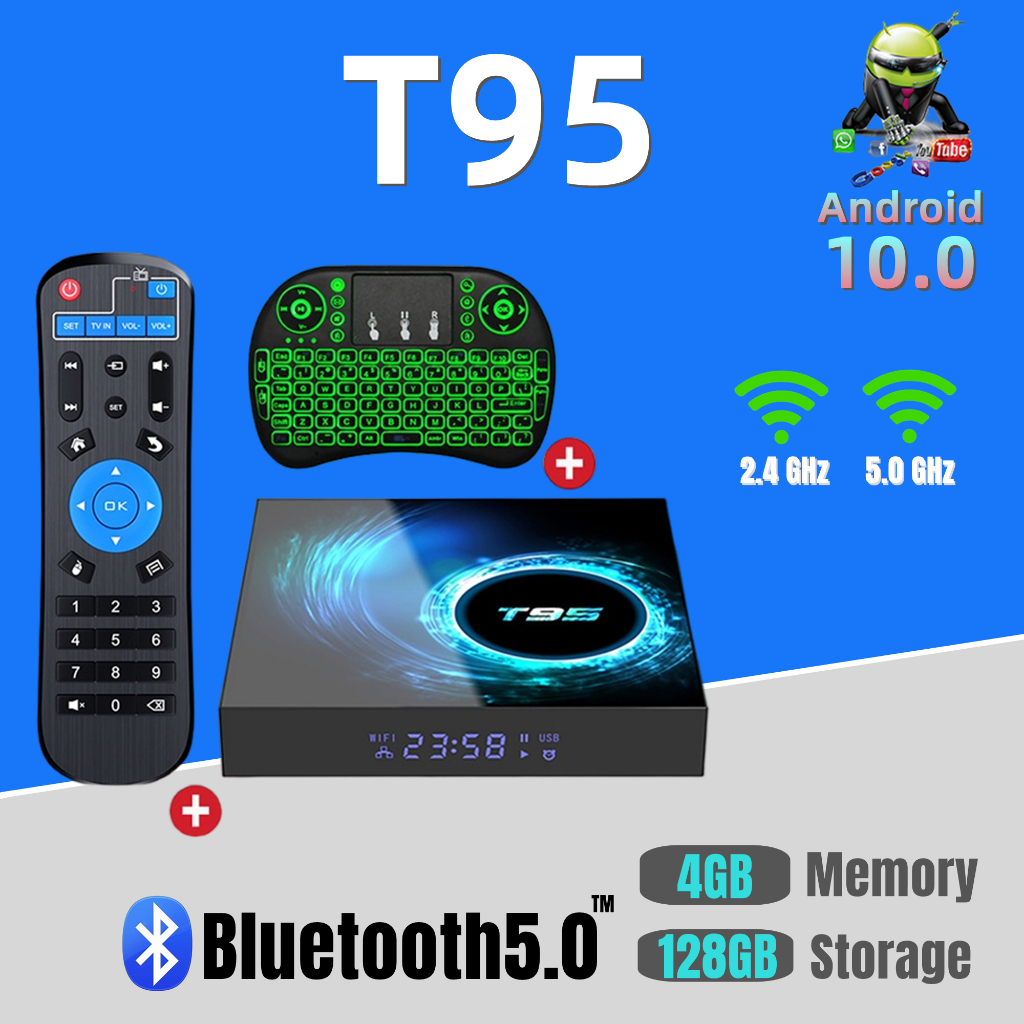 T95 TV Box 5G wifi + Bluetooth5.0 4GB+128GB6K Android 10 Allwinner H616 Chip Google Youtube ...