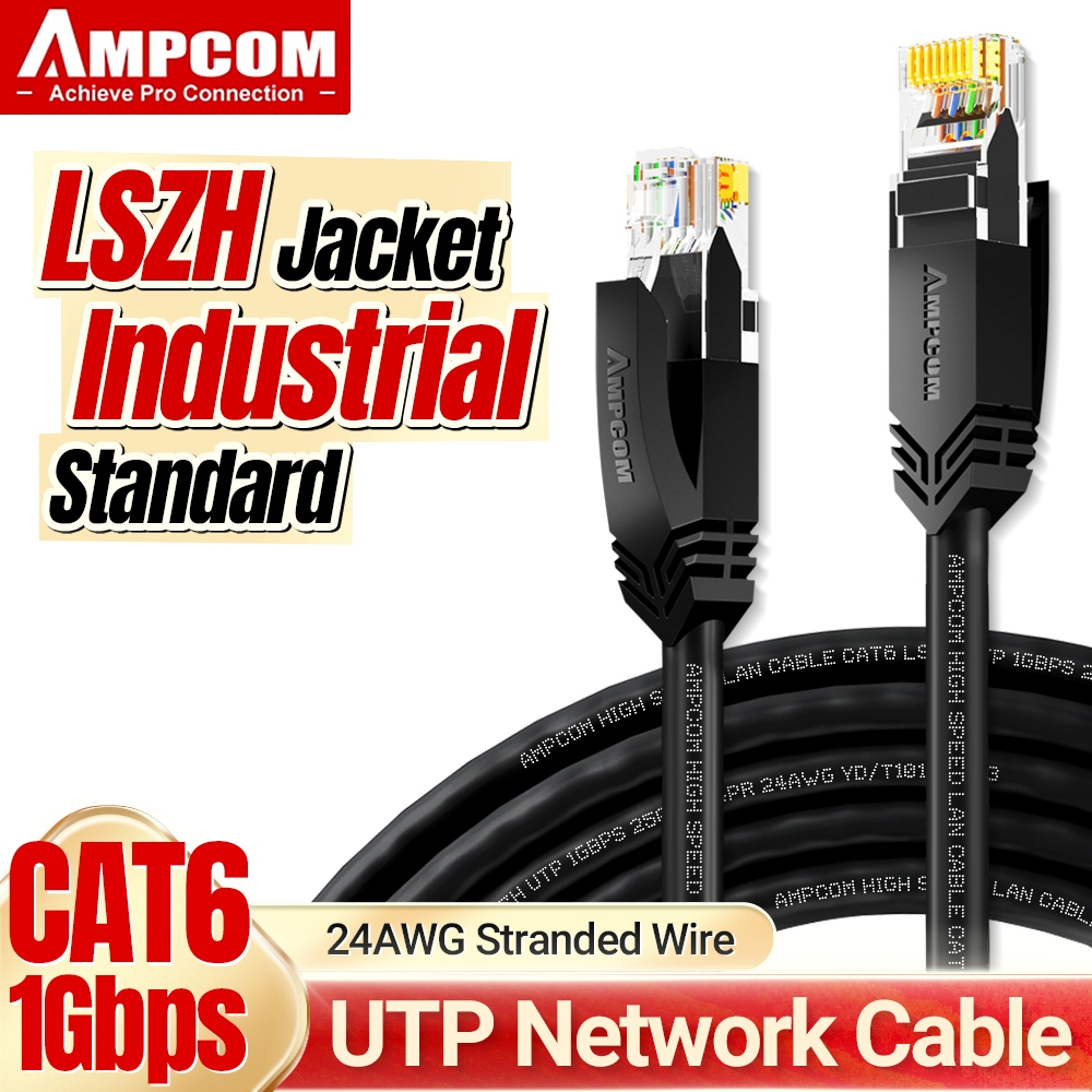 AMPCOM CAT6 Patch Cable , Oxygen Free Copper Lan Cable (24AWG) UTP CAT6 ...
