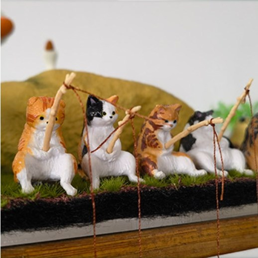 Mypink Fishing Cat Ornaments Aquarium Decoration Fish Landscaping ...