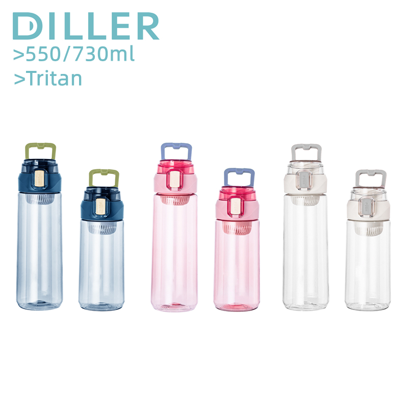 Diller Tritan Water Bottle With Spout Lid and Tea Filter, Leak-Proof BPA-Free For Drinking (550 ...
