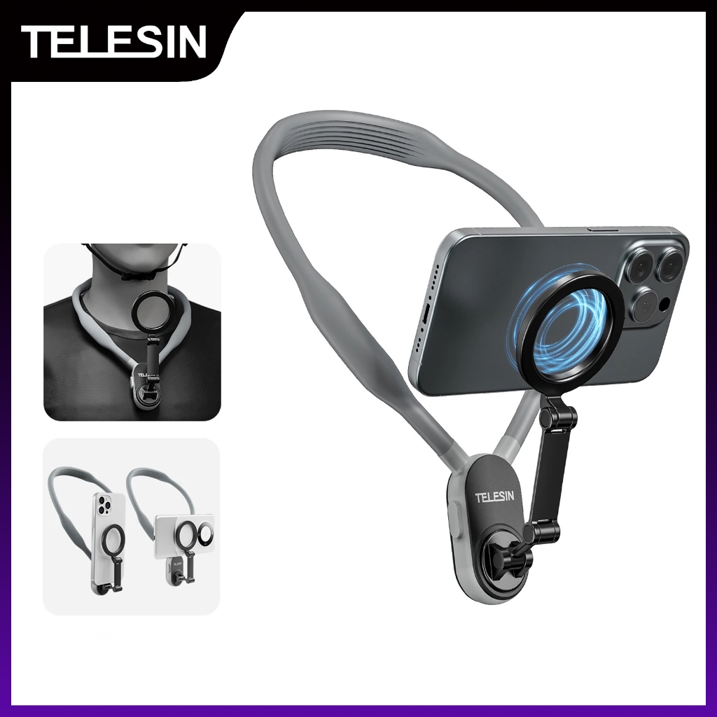 TELESIN Silicone Magnetic Neck Mount Quick Release Hold for Iphone 15 ...