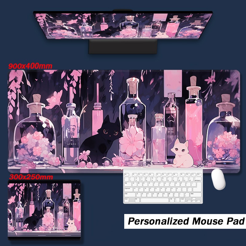 Cute cat Mouse pad | Extended Gaming Mousepad | Waterproof Non-Slip ...