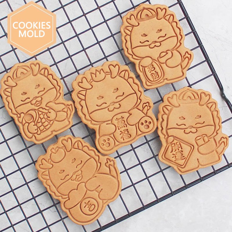 CNY 2024 Year of Dragon Cookie Mold Dragon Cartoon Biscuit Cutters ...