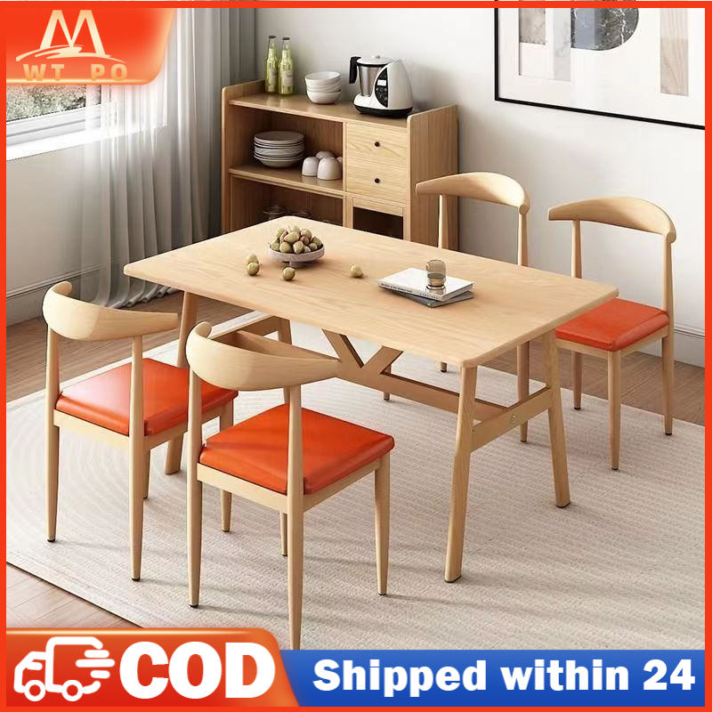 4 Seater Solid Wood Dining Table Set Home Nordic Coffee Table With ...